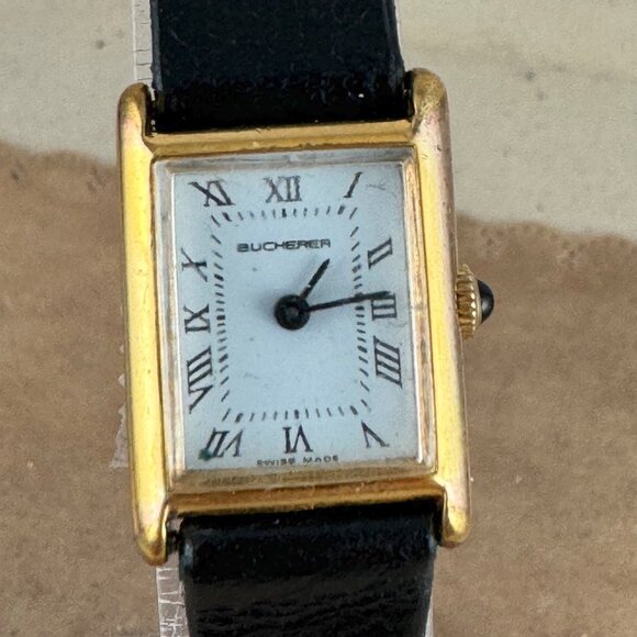 Bucherer | Accessories | Vintage 96s Bucherer Ladies Gold Plated Tank ...
